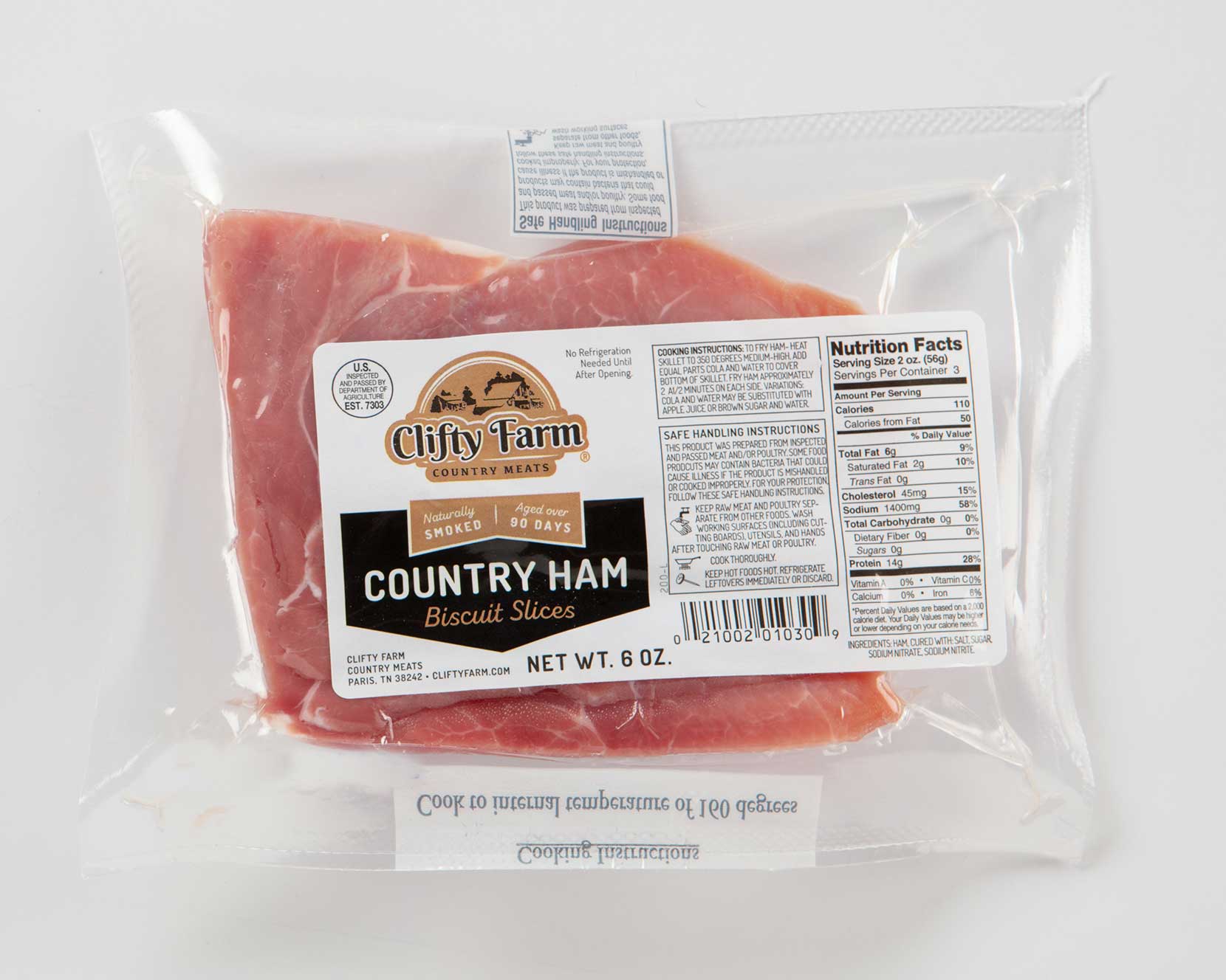 Country Ham Biscuit Slices – 6 oz. | Clifty Farms
